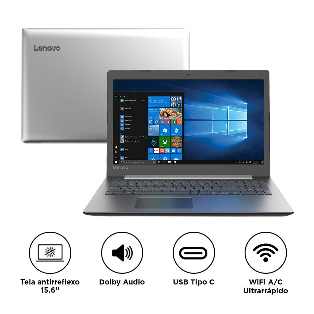 Notebook Lenovo ideapad 330 15IKB Intel Core i3 7020U 4GB 1TB Windows 10 15.6 HD 81FE000QBR Prata GO 571373