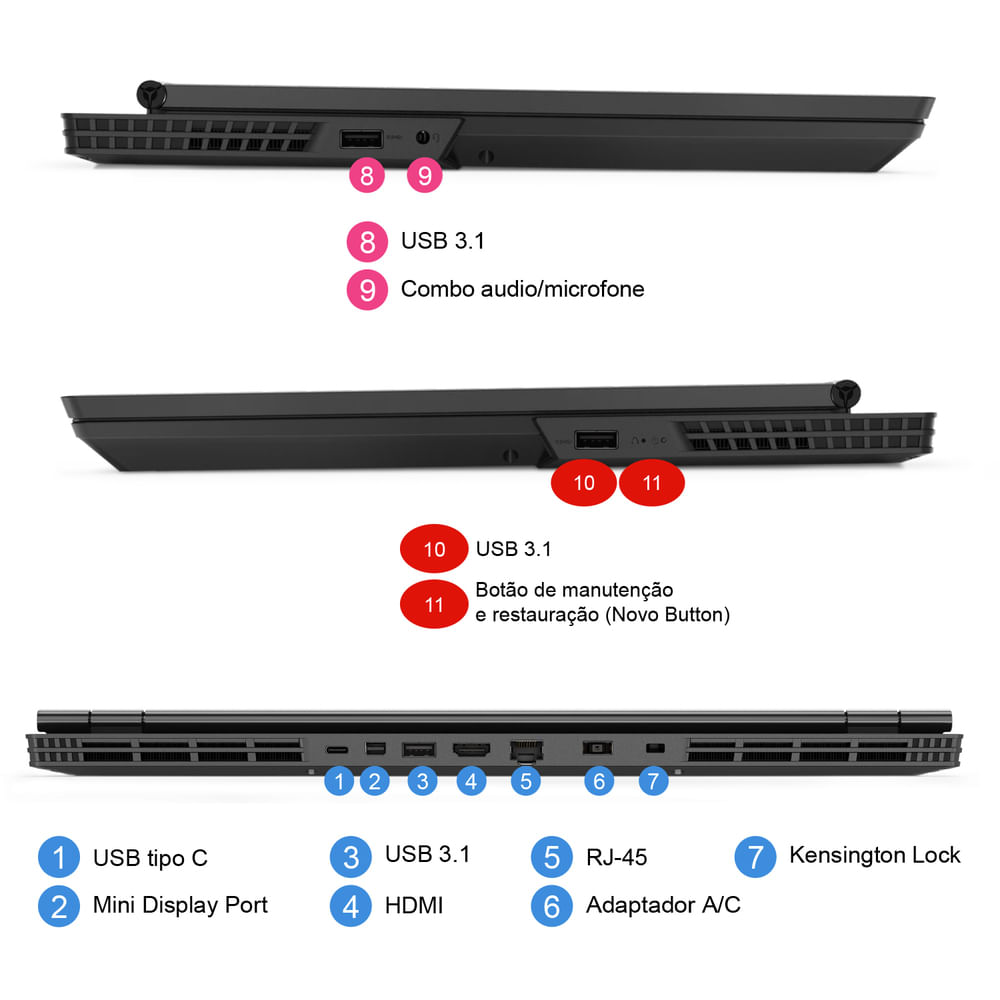 Notebook Gamer Lenovo Legion Y530-15ICH Intel Core i5 8GB 1TB Placa de Vídeo Nvidia GeForce GTX ...