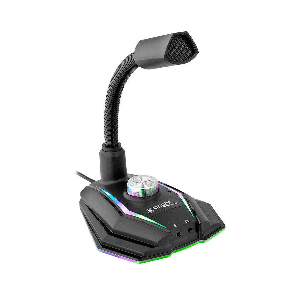 Microfone Bright Gamer Rgb Mesa Usb - 0604 Preto - Fujioka Distribuidor