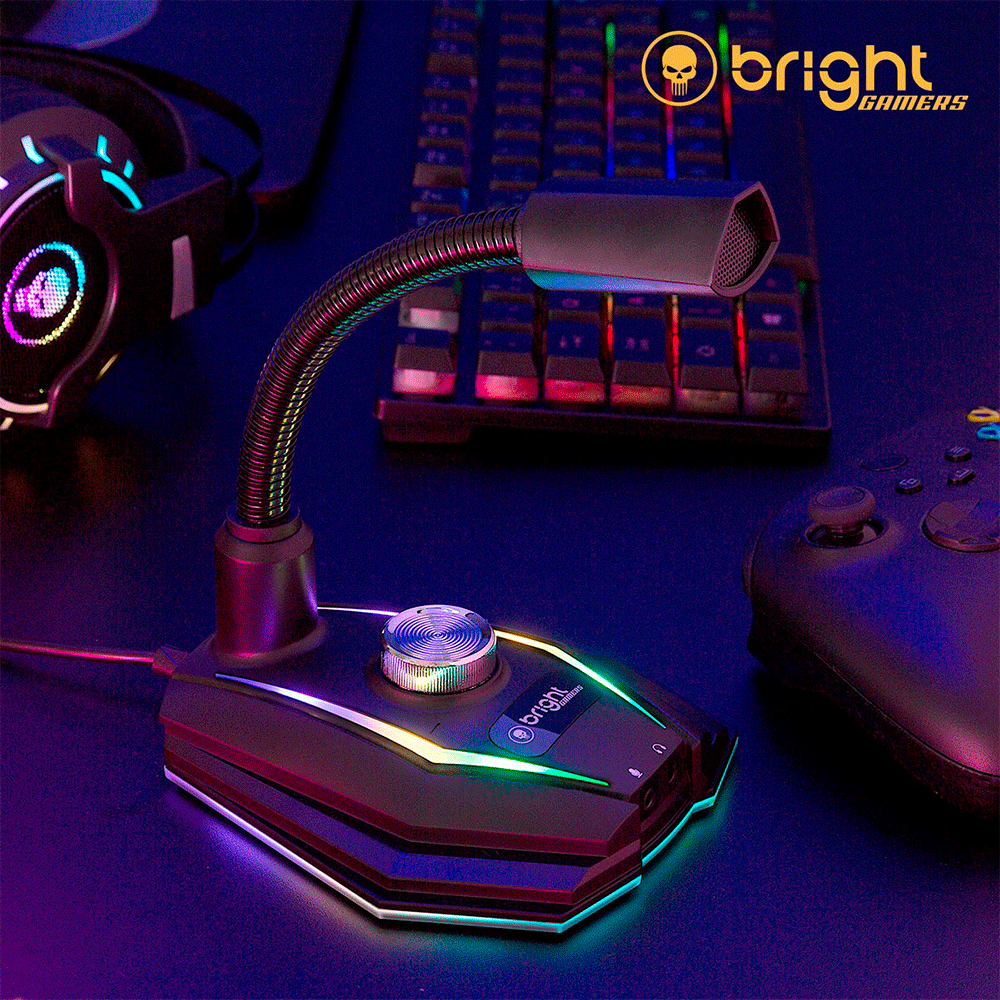 Microfone Bright Gamer Rgb Mesa Usb - 0604 Preto - Fujioka Distribuidor