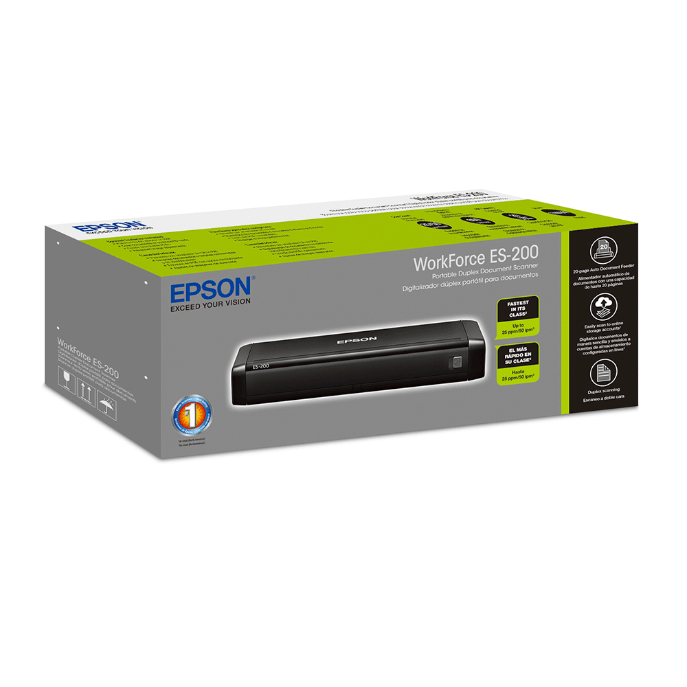 Scanner Portátil Epson WorkForce ES-200 Preto | Bivolt - Fujioka ...