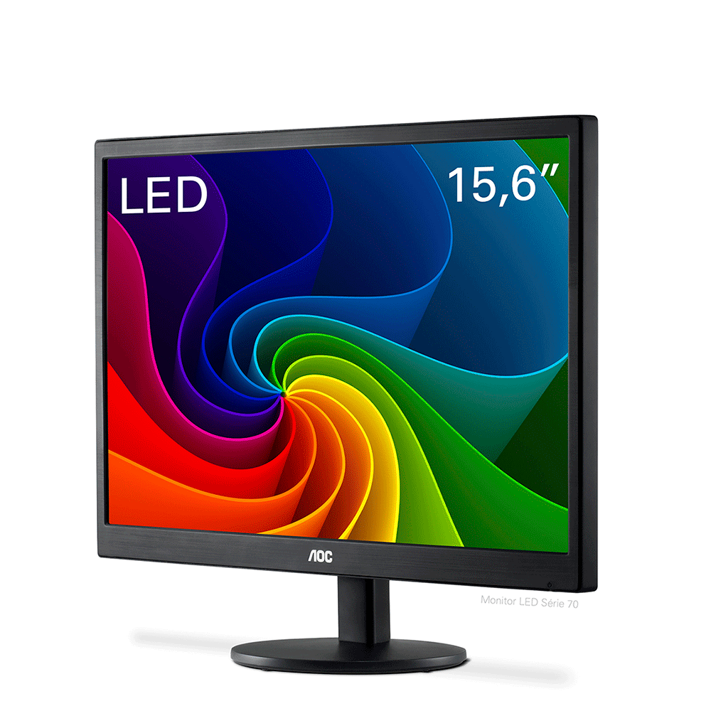 Monitor AOC 15,6" LED HD Widescreen TN, E1670SWU/WM | Preto Artigo: 266023 - Fujioka Distribuidor