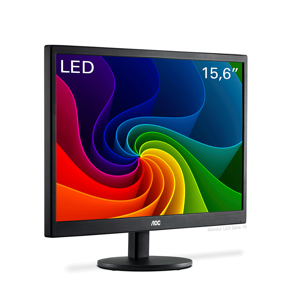 Monitor AOC 15,6" LED HD Widescreen TN, E1670SWU/WM | Preto Artigo: 266023 - Fujioka Distribuidor