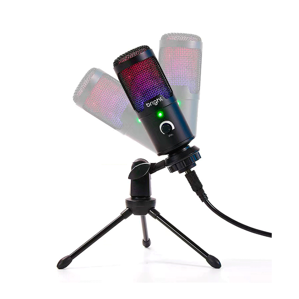 Microfone Bright Streamer de Mesa RGB, USB - ST001 | Preto Artigo ...
