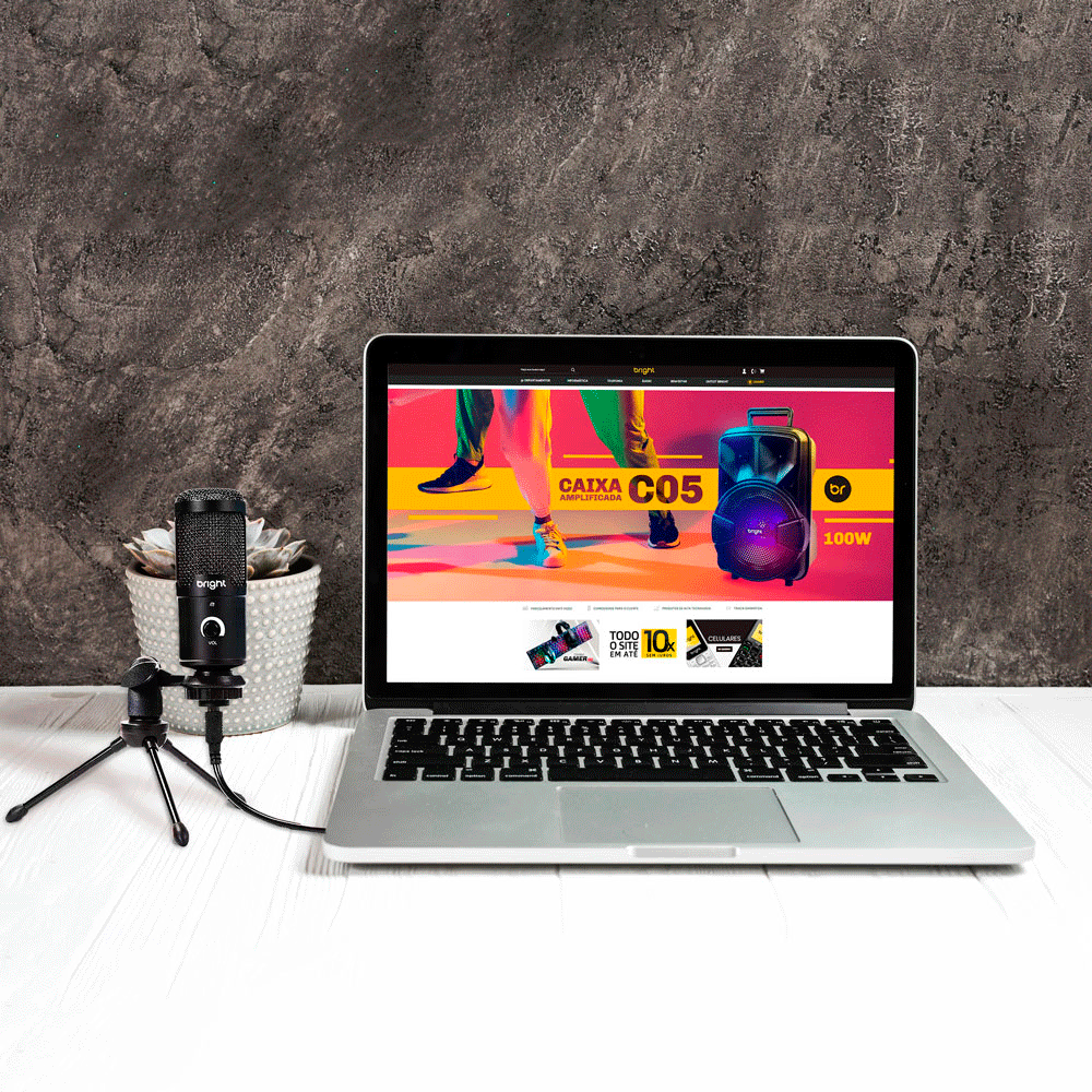Microfone Bright Streamer de Mesa RGB, USB - ST001 | Preto Artigo ...