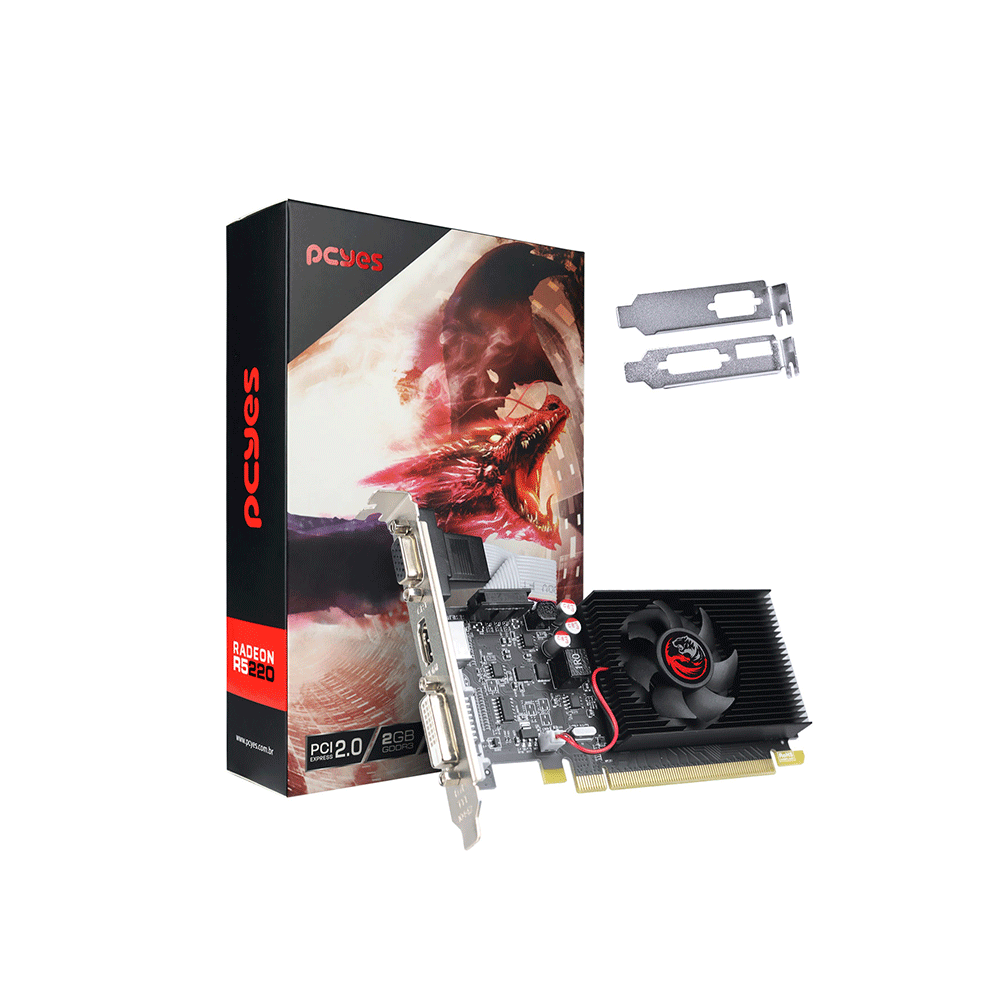 Placa De Vídeo Pcyes AMD Radeon R5 220, 2GB, DDR3, 64 Bits, Low Profile ...