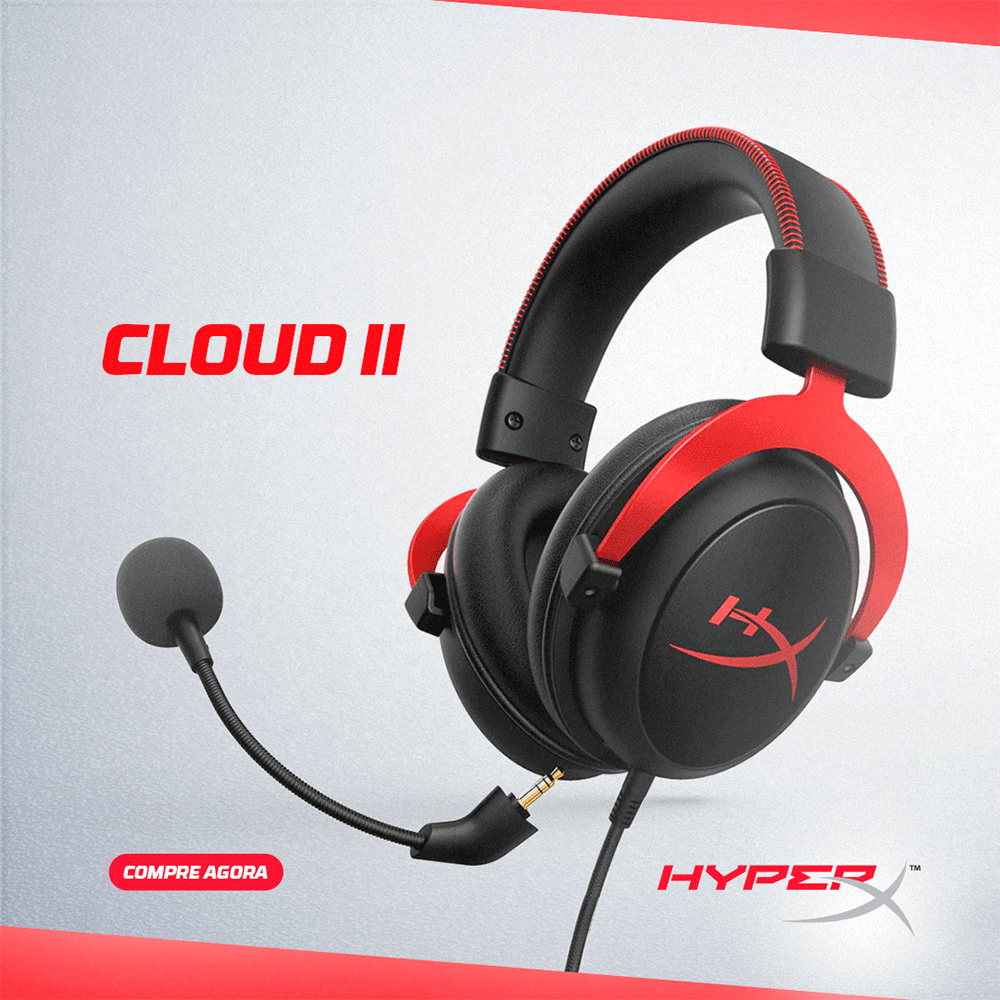 Headset para jogos HyperX Cloud II USB | Preto - Fujioka Distribuidor