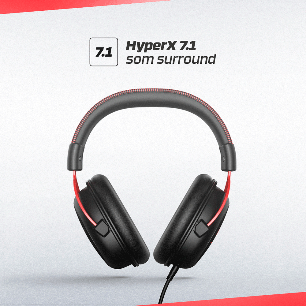 Headset para jogos HyperX Cloud II USB | Preto - Fujioka Distribuidor