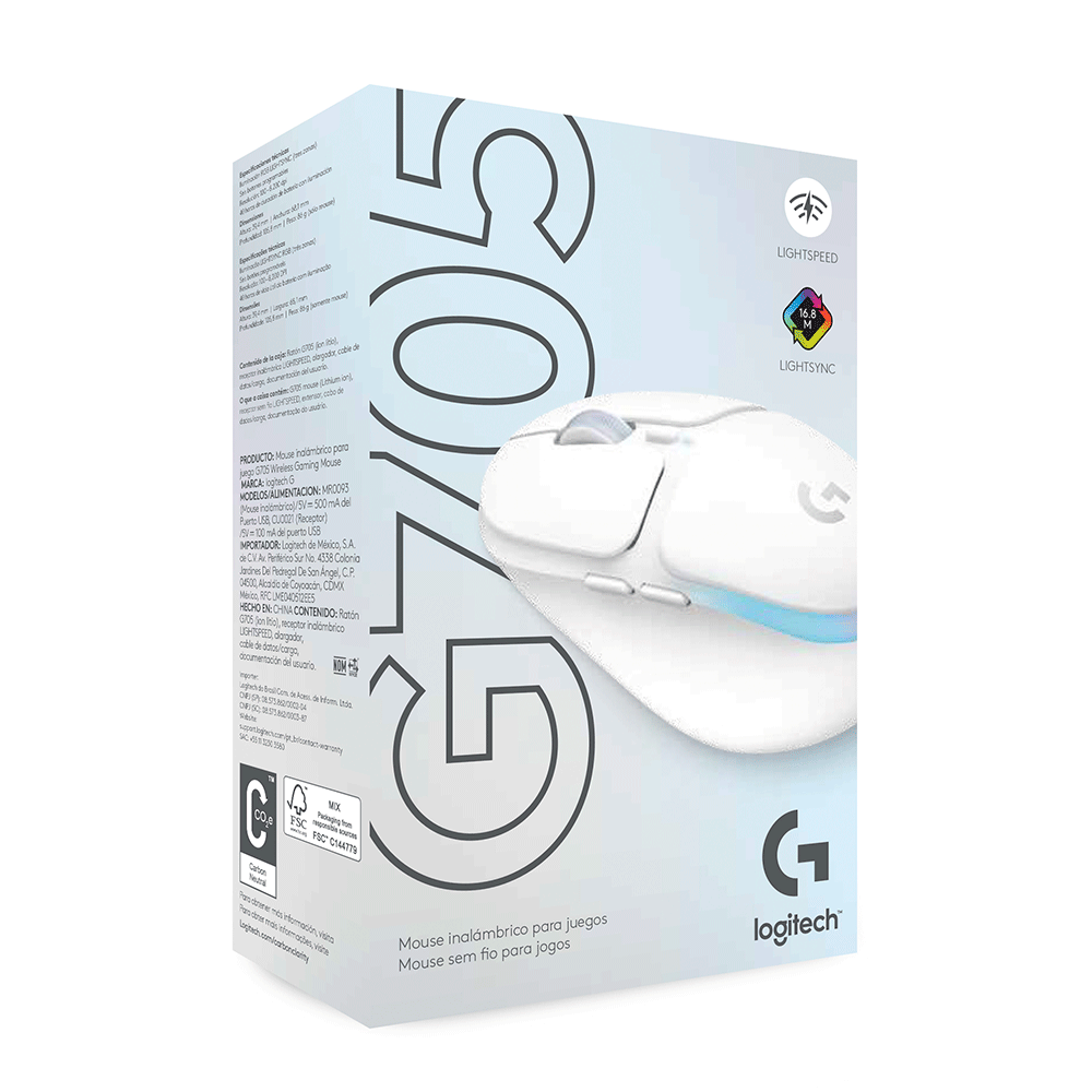Mouse Gamer Sem Fio Logitech G705, RGB, Bluetooth, USB, 6 Botões, 8.200 DPI | Branco Artigo ...