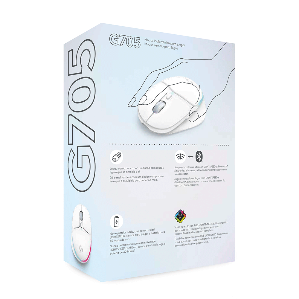 Mouse Gamer Sem Fio Logitech G705, RGB, Bluetooth, USB, 6 Botões, 8.200 ...