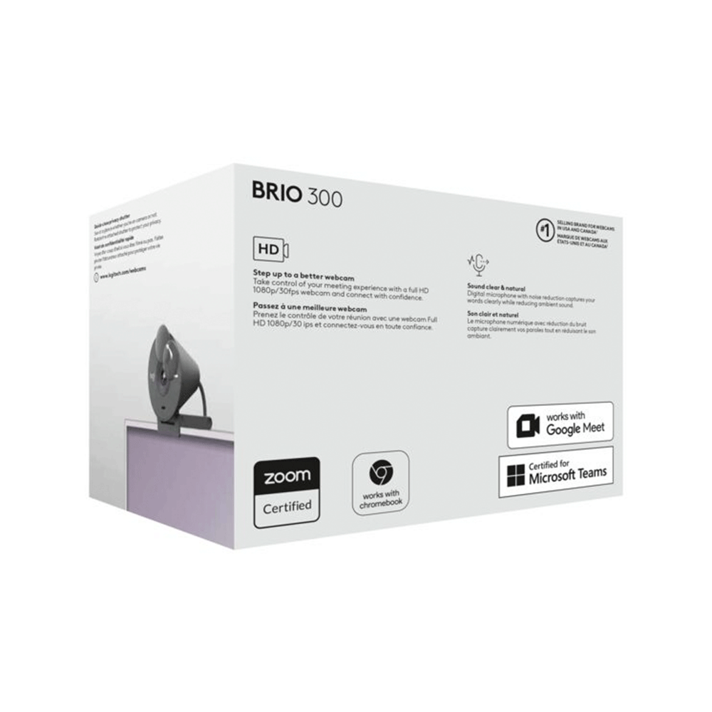Webcam Logitech Brio 300 Full HD, 1080p, 30 FPS, USB-C, Microfone ...