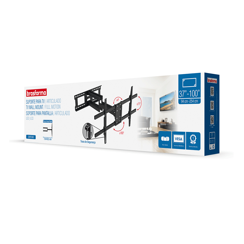 Suporte Articulado Brasforma para TV LED/LCD/ Plasma de 37" a 100 ...
