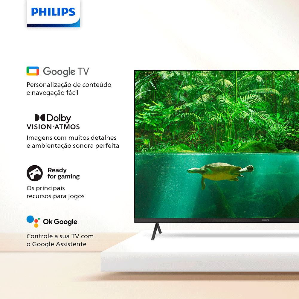 Smart TV Philips 65" DLED 4K UHD 65PUG7408, Google TV, Wi-Fi Integrado ...