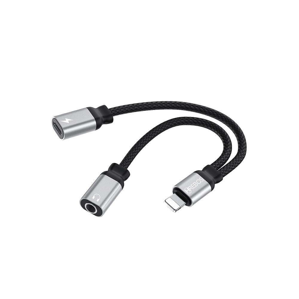 Adaptador Hrebos LightNing Para LightNing + Fone P2 - HS 228 | Preto ...