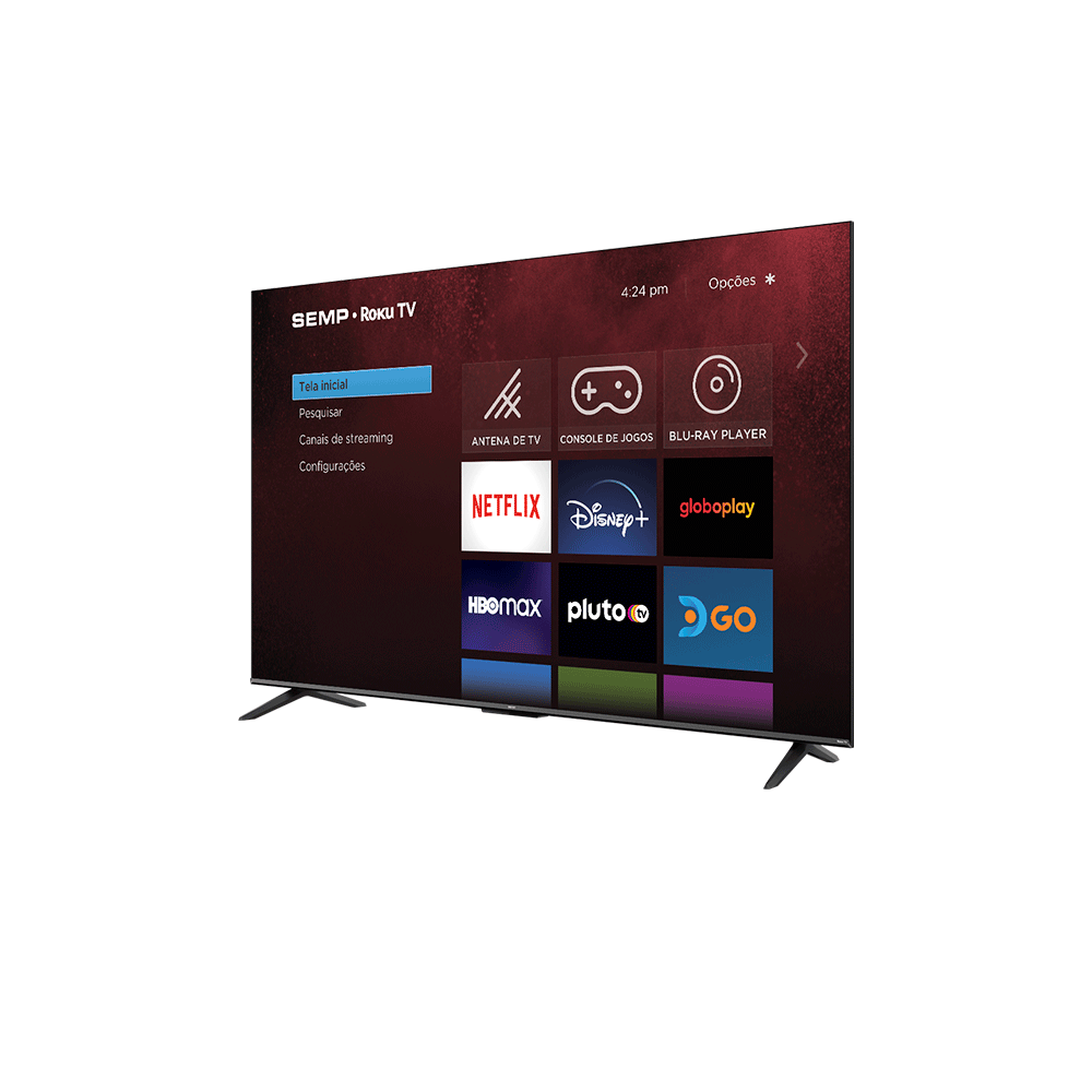 Smart TV LED 55" 4K UHD SEMP 55RK8600, Roku TV com Wi-Fi Dual Dand ...
