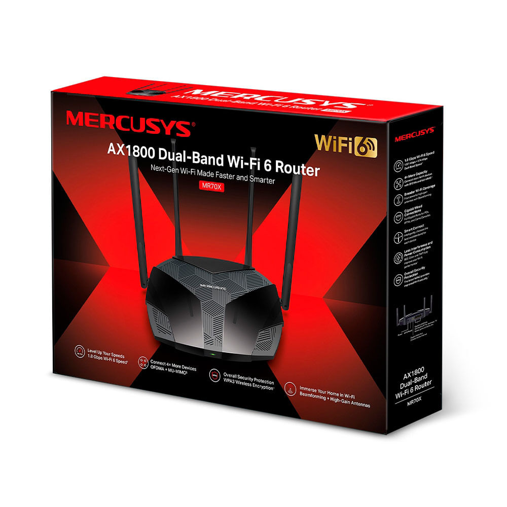 Roteador Mercusys MR70X Wi-Fi 6 AX1800 | MR70X(BR) - Fujioka Distribuidor