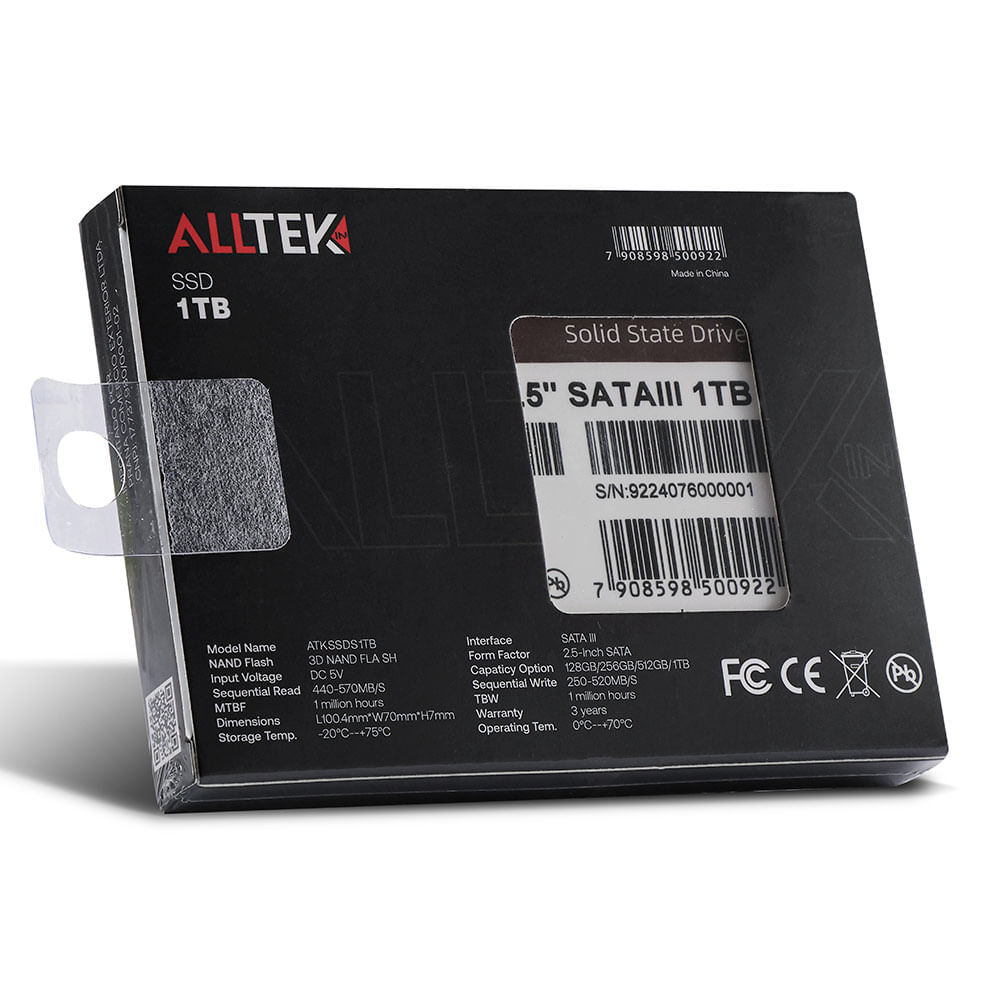 SSD Alltek SATA III 6 Gbs, 2.5 - ATKSSDS | 1T - 801511 - Fujioka Distribuidor