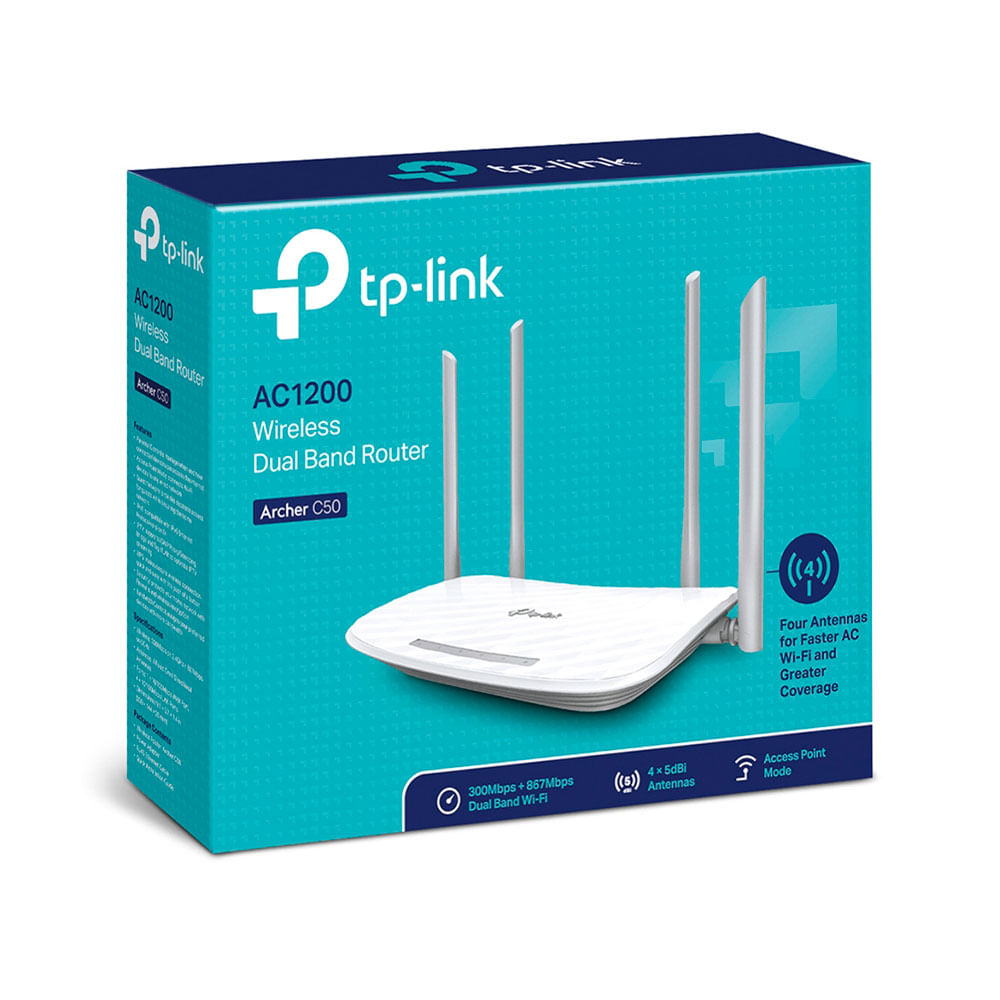 Roteador TP-Link AC1200 Archer, Wi-Fi, Dual Band | C50W(BR) - 226520 - Fujioka Distribuidor