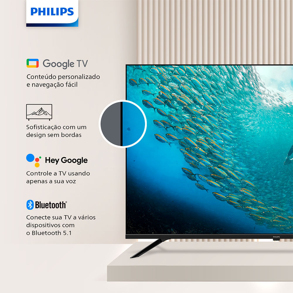 Smart TV Philips 50" LED 4K UHD 50PUG7019, Google TV, Wi-Fi Integrado ...