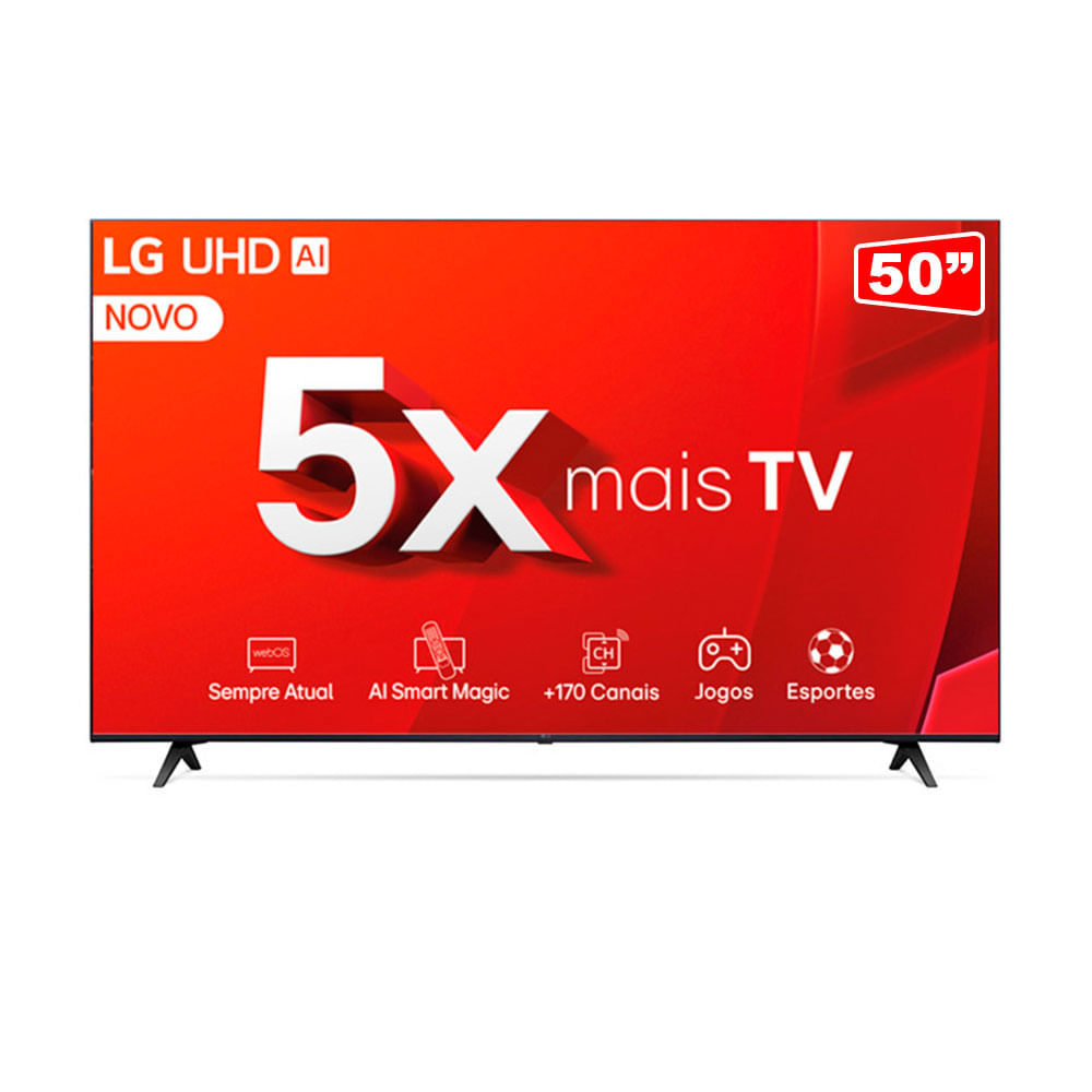 Smart TV 4K 50" LG UHD 50UT8050 Processador a5 Ger7 AI, Alexa ...