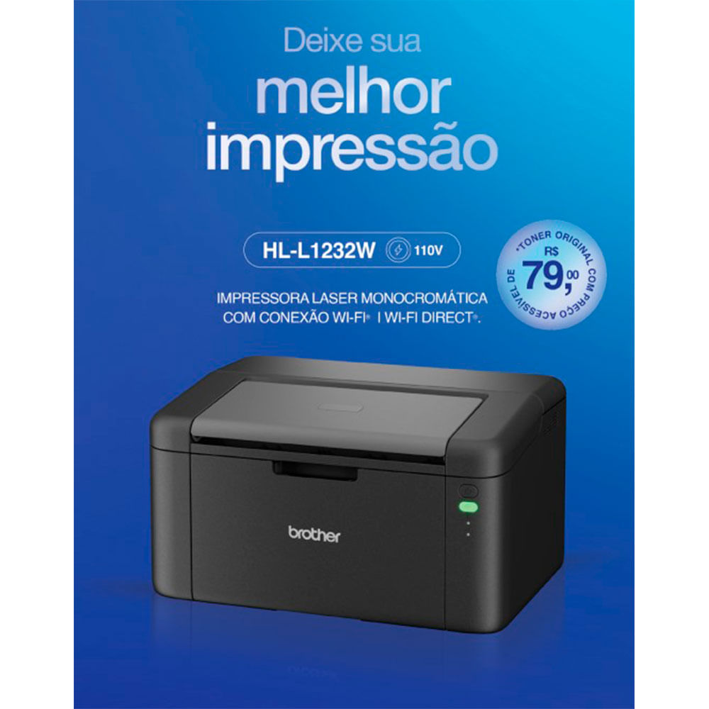 Impressora Laser Brother HL-L1232W Monocromática, Wi-fi Direct | 110V ...