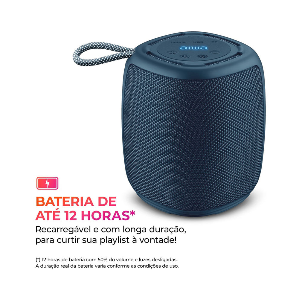 Caixa de Som AIWA Speaker, 15W, Bluetooth IPX4, RGB - AWS-SP-03-B Azul ...