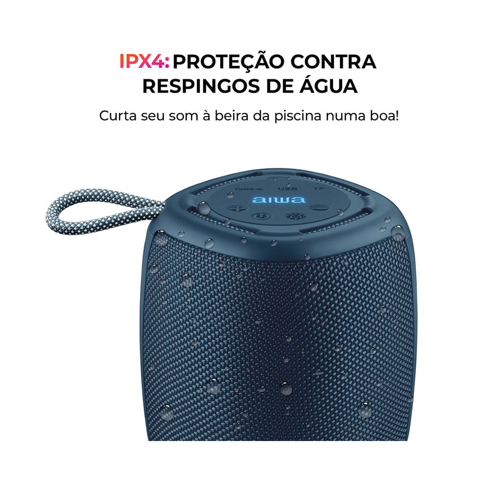 Caixa de Som AIWA Speaker, 15W, Bluetooth IPX4, RGB - AWS-SP-03-B Azul ...