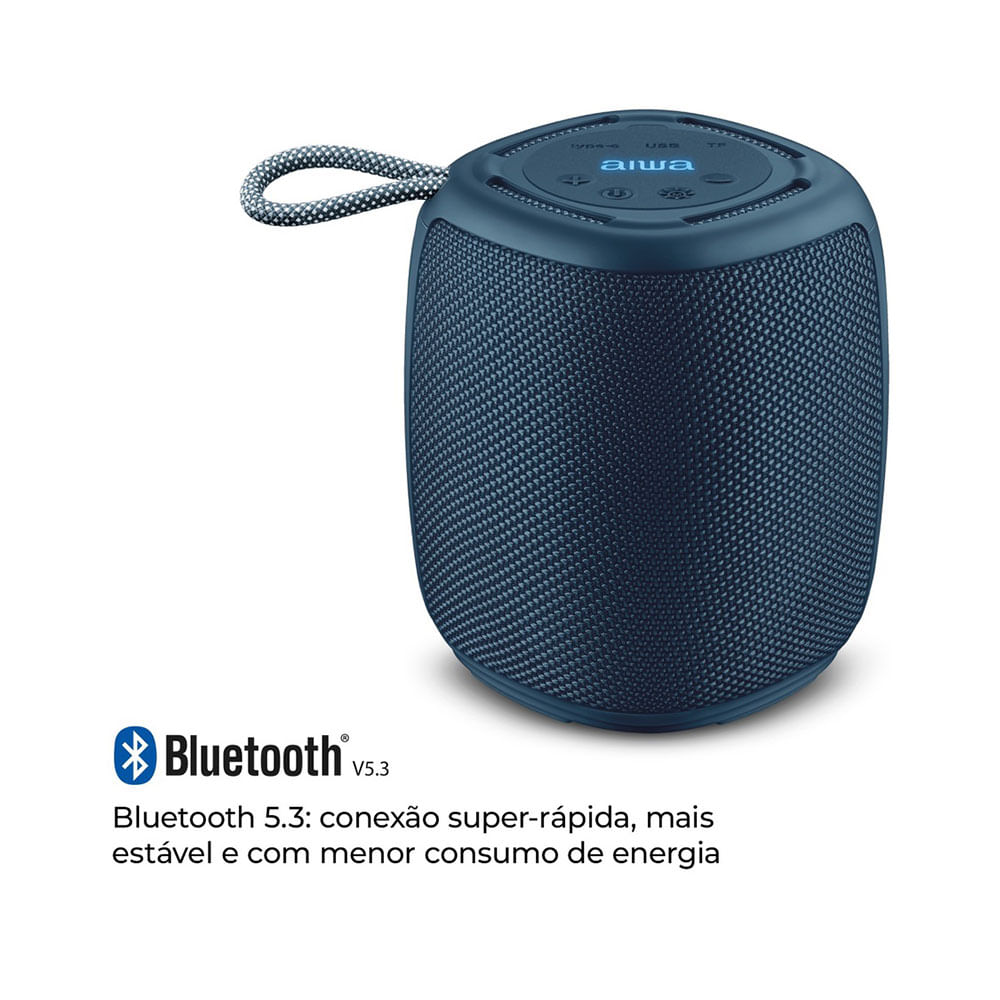 Caixa de Som AIWA Speaker, 15W, Bluetooth IPX4, RGB - AWS-SP-03-B Azul ...