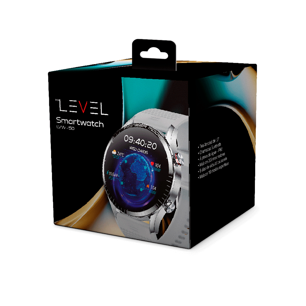 SmartWatch Level LVW-50, Tela AMOLED de 1.3", Compatível com iOS e ...