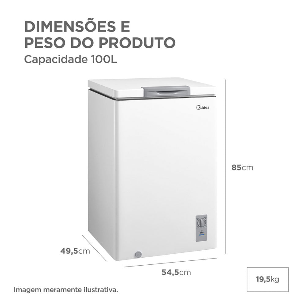 Freezer Horizontal Midea 100L Inverter, Compacto e Versátil, Funções ...