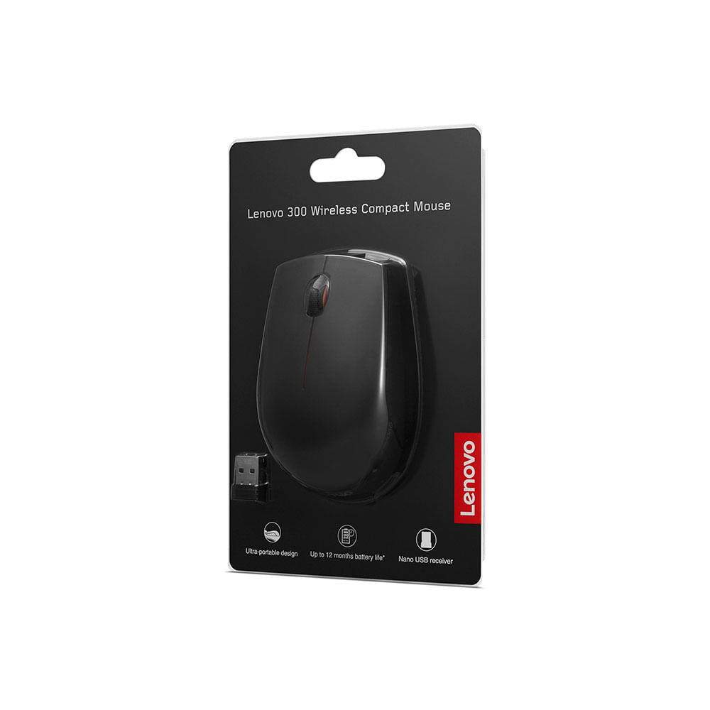 Mouse Sem fio Lenovo 300, 1000 DPI, Design Ambidestro, a Pillha ...