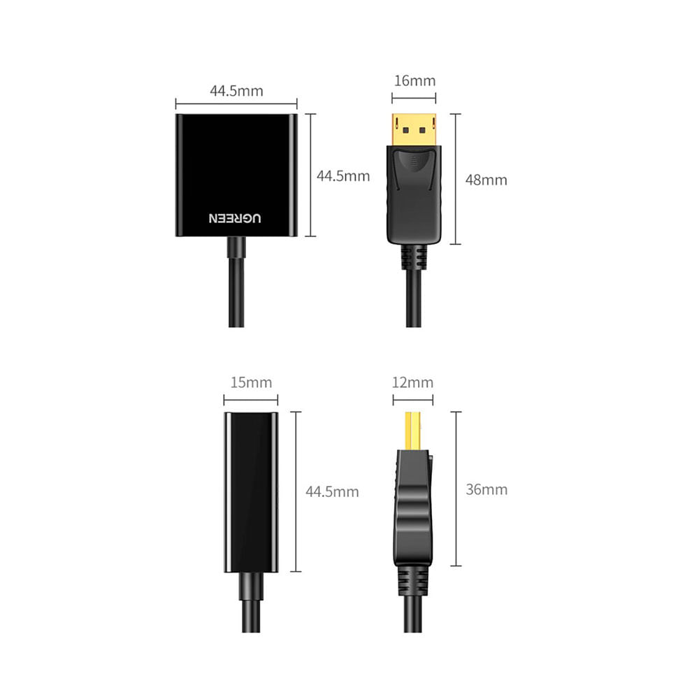 Adaptador Ugreen DisplayPort para VGA com imagem Full HD 1080p - DP109 ...